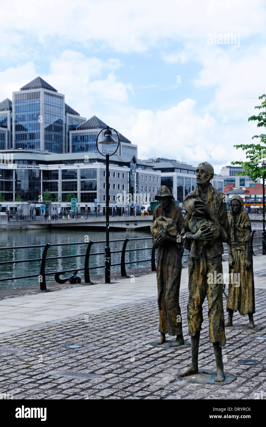 The famine memorial statues in Dublin Docklands, Ireland Stock Photo ...