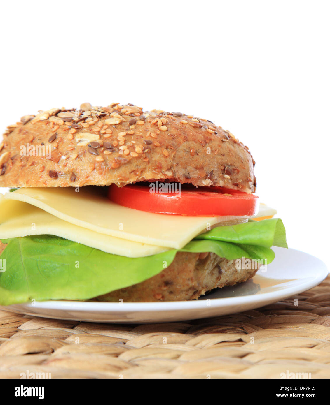 Delicious coffee break with fresh served roll. All on white background ...