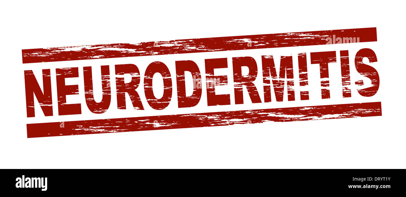 Stylized red stamp showing the german term Neurodermitis (in english ...