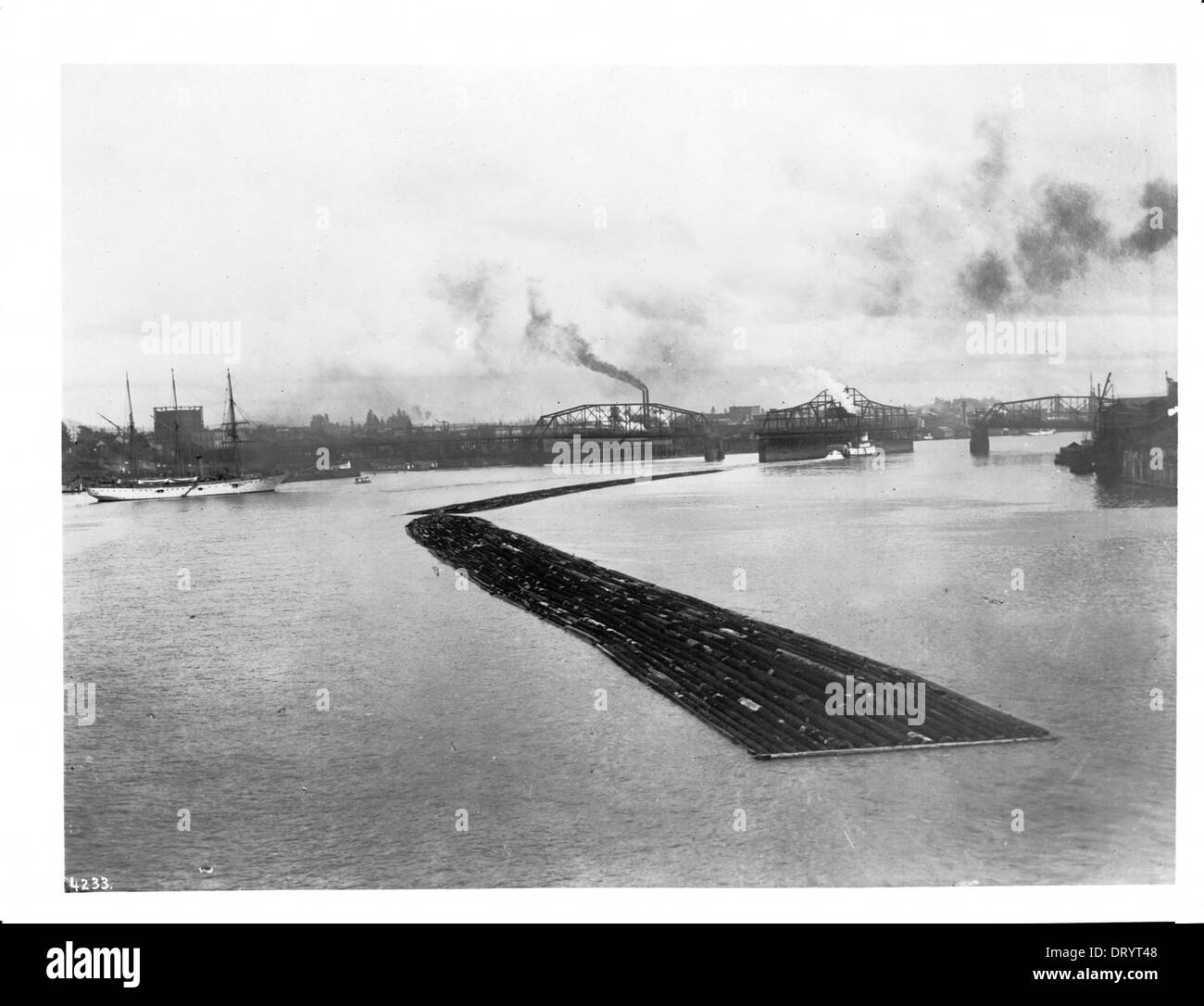 A historical floor-plan of a log raft, located in Portland, Oregon ...