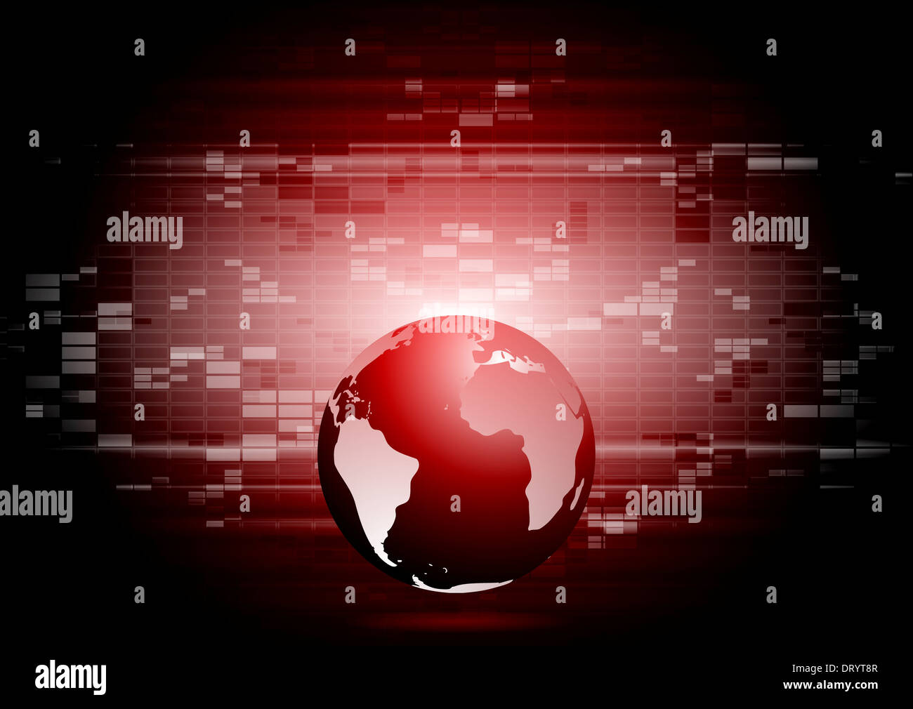 Dark red hi-tech background with globe Stock Photo - Alamy