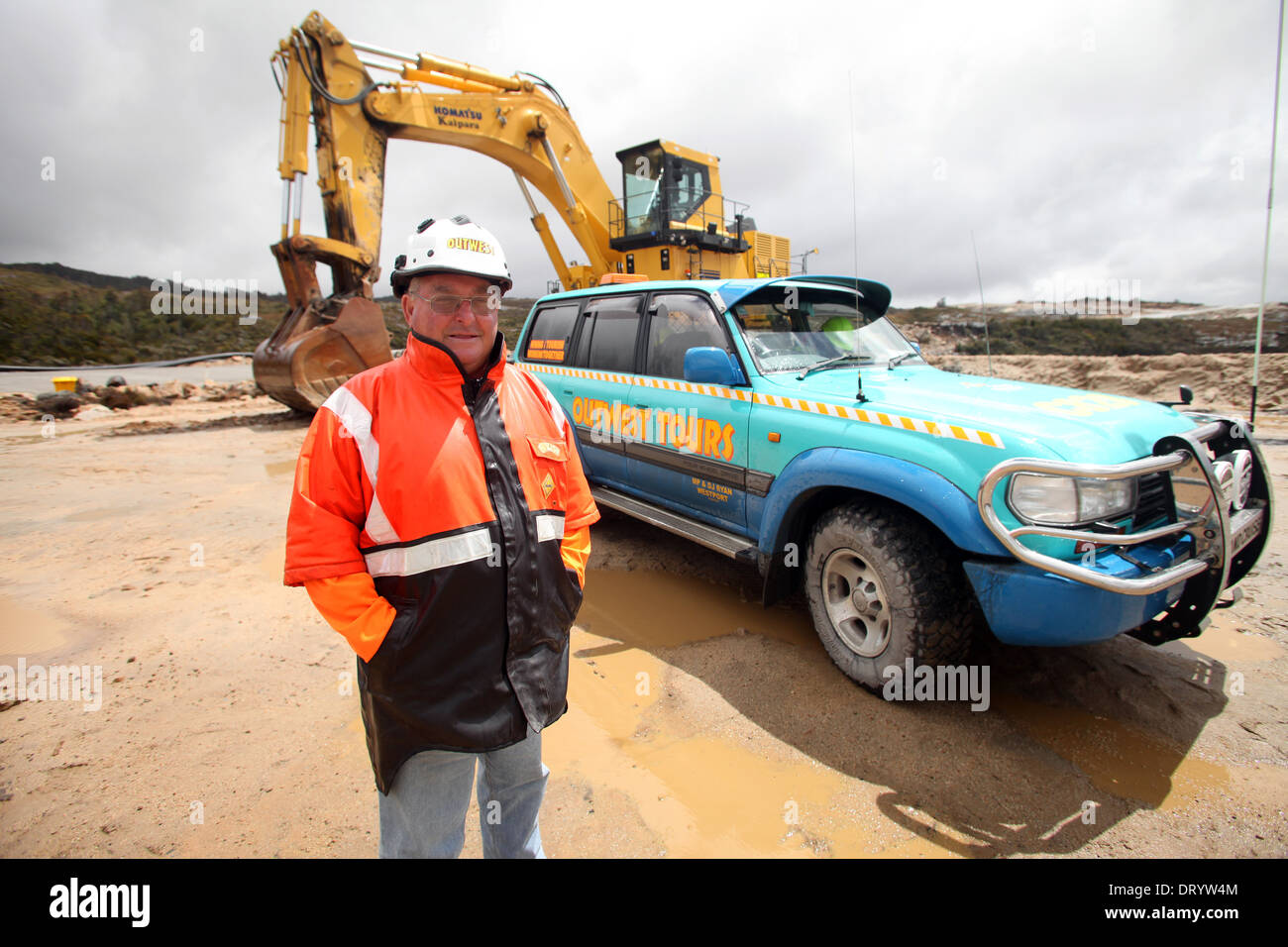 Micky Ryan of Overlands Tours at Stockton Mine, New Zealand Stock Photo ...