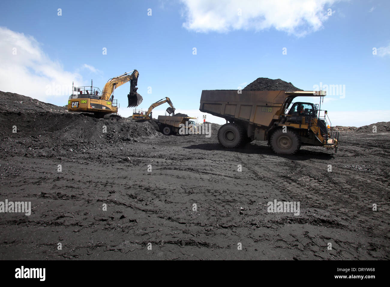 Heavy machinery working at the Stockton mine, New Zealand Stock Photo ...