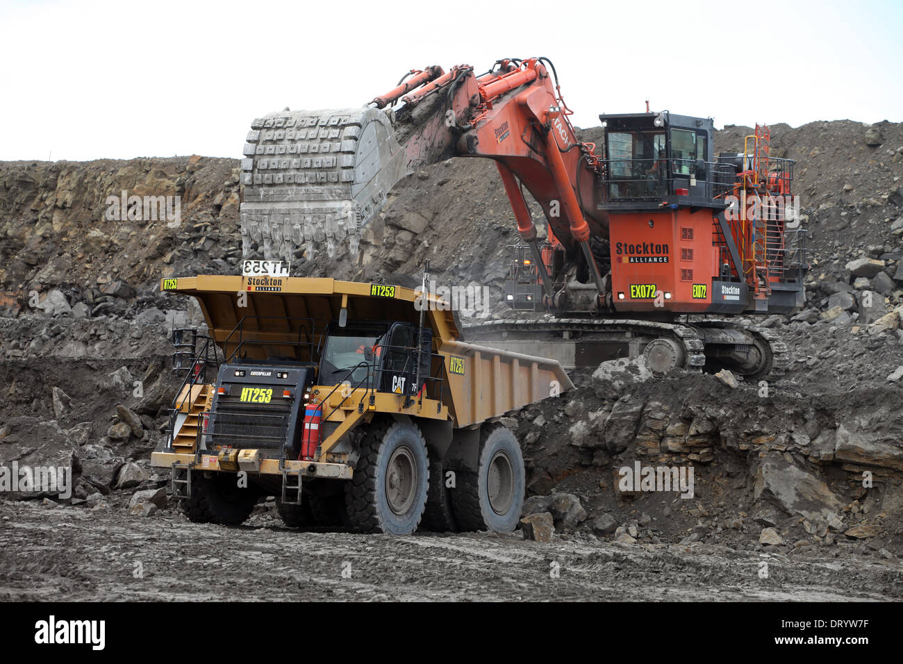 Heavy machinery working at the Stockton mine, New Zealand Stock Photo ...