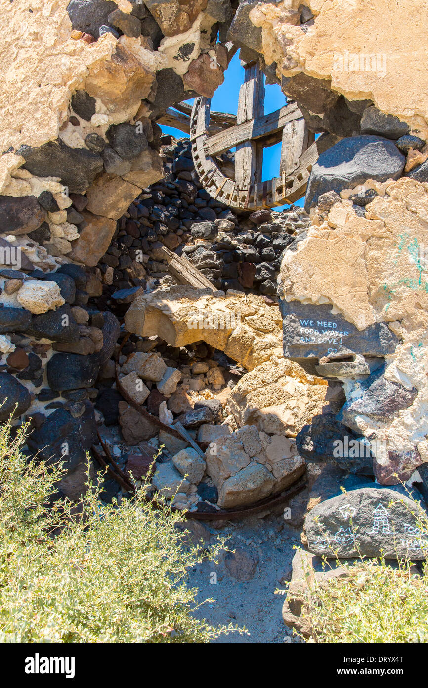 Ancient windmills of Santorini island,Crete,Greece. View of Fira town ...