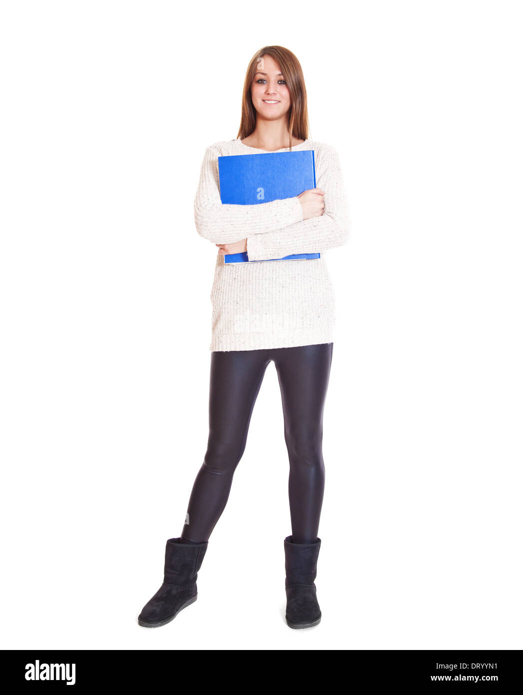 Full length shot of an attractive student. All on white background ...