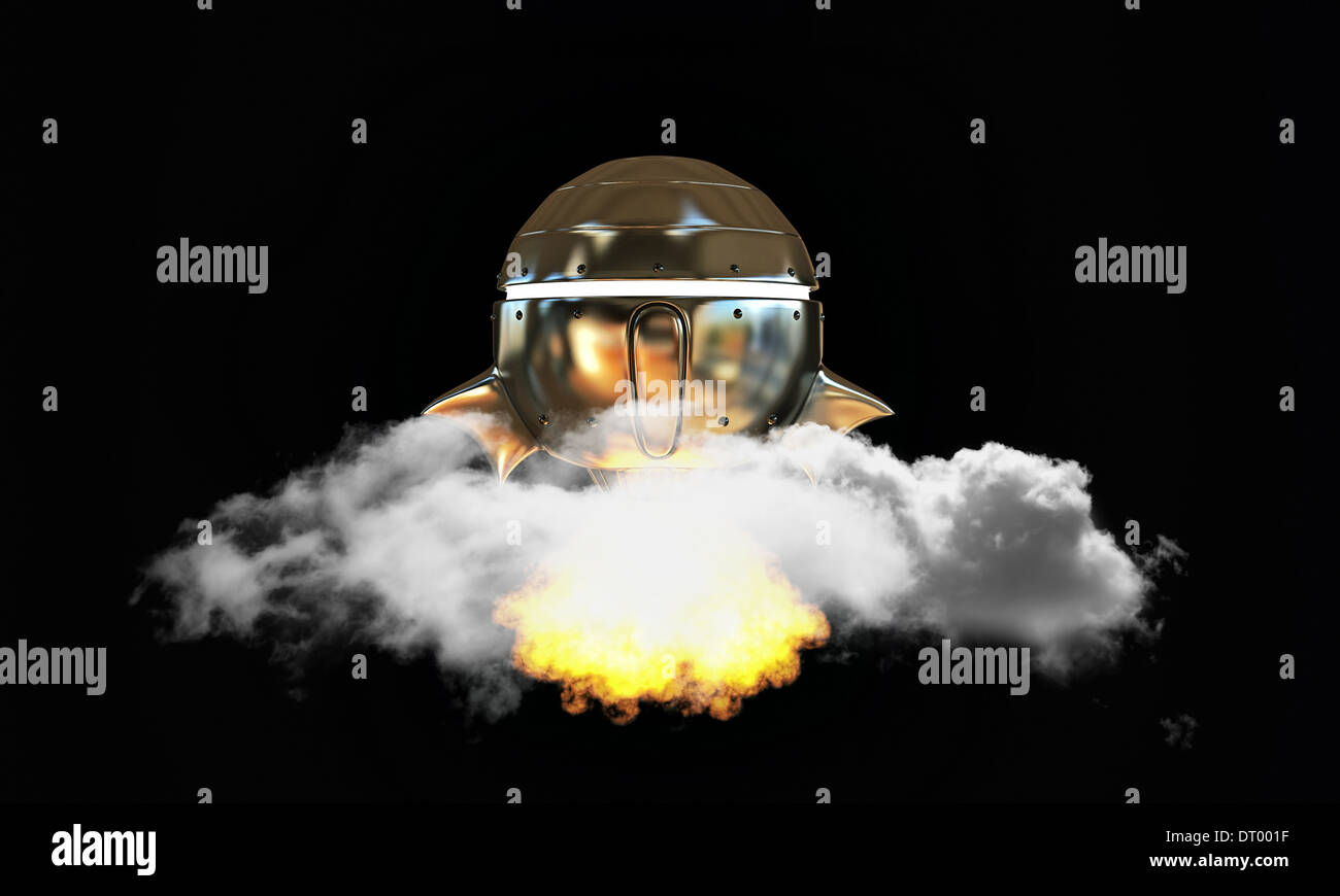 unidentified flying object isolated on black background Stock Photo - Alamy