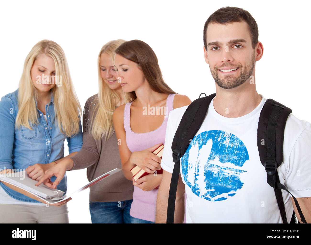 Group of students. All on white background Stock Photo - Alamy