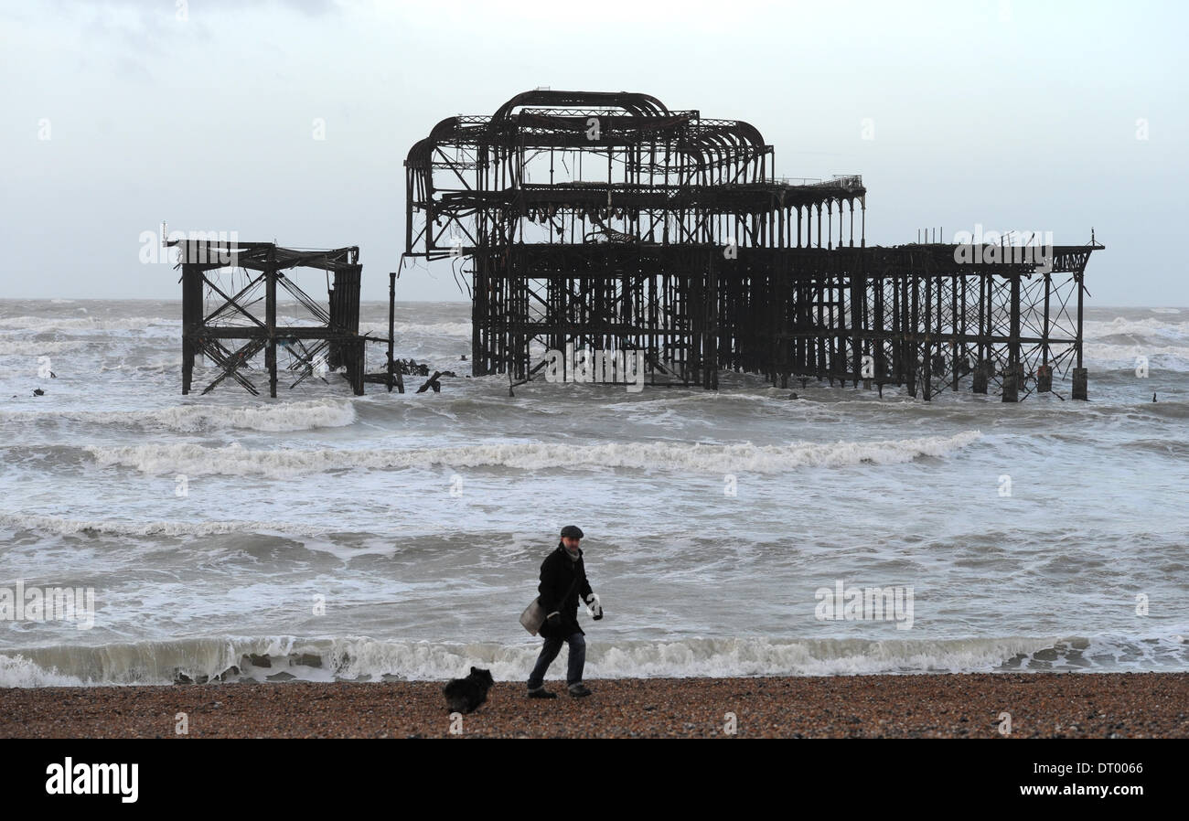 West pier storm damgae hi-res stock photography and images - Alamy