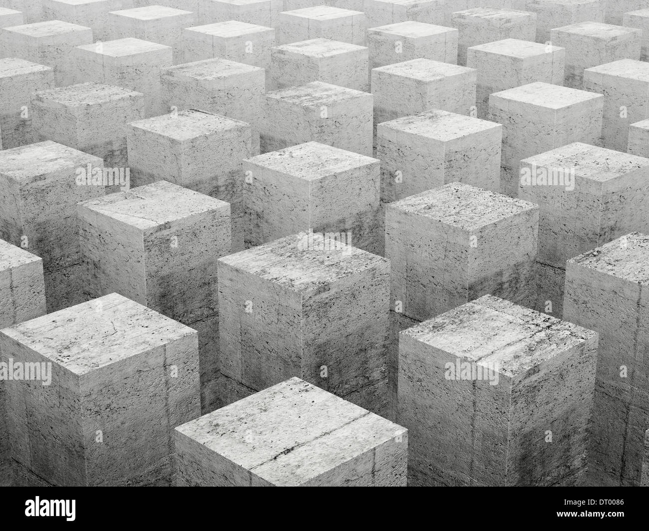 Abstract construction background with array of gray concrete elements ...