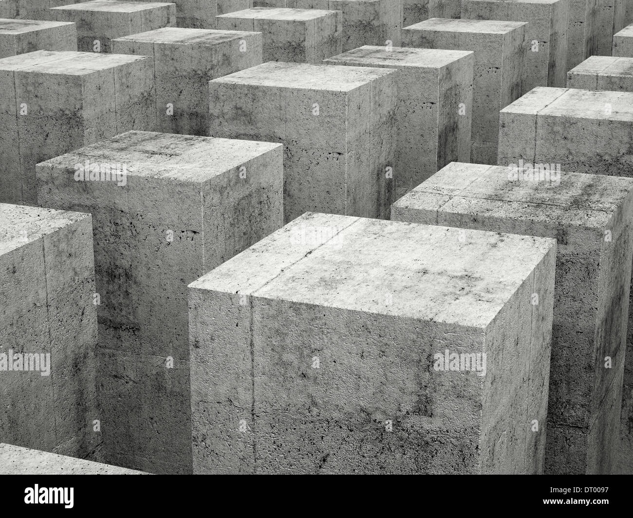 Abstract construction background with array of gray concrete blocks ...