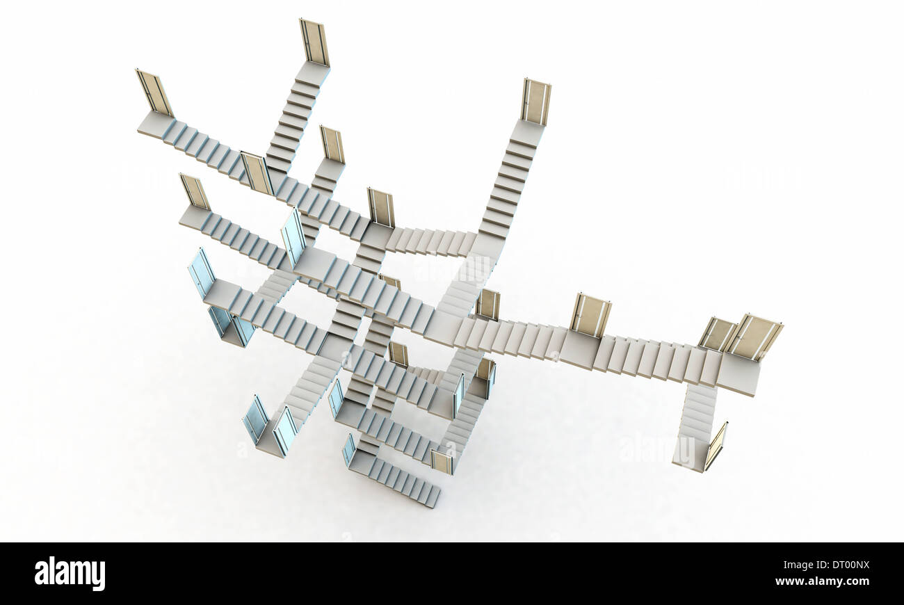 stairs maze isolated on white background Stock Photo - Alamy