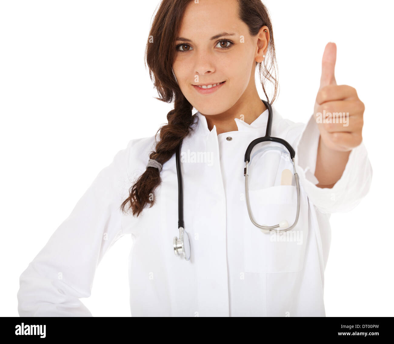 Attractive female med stud. All on white background Stock Photo - Alamy