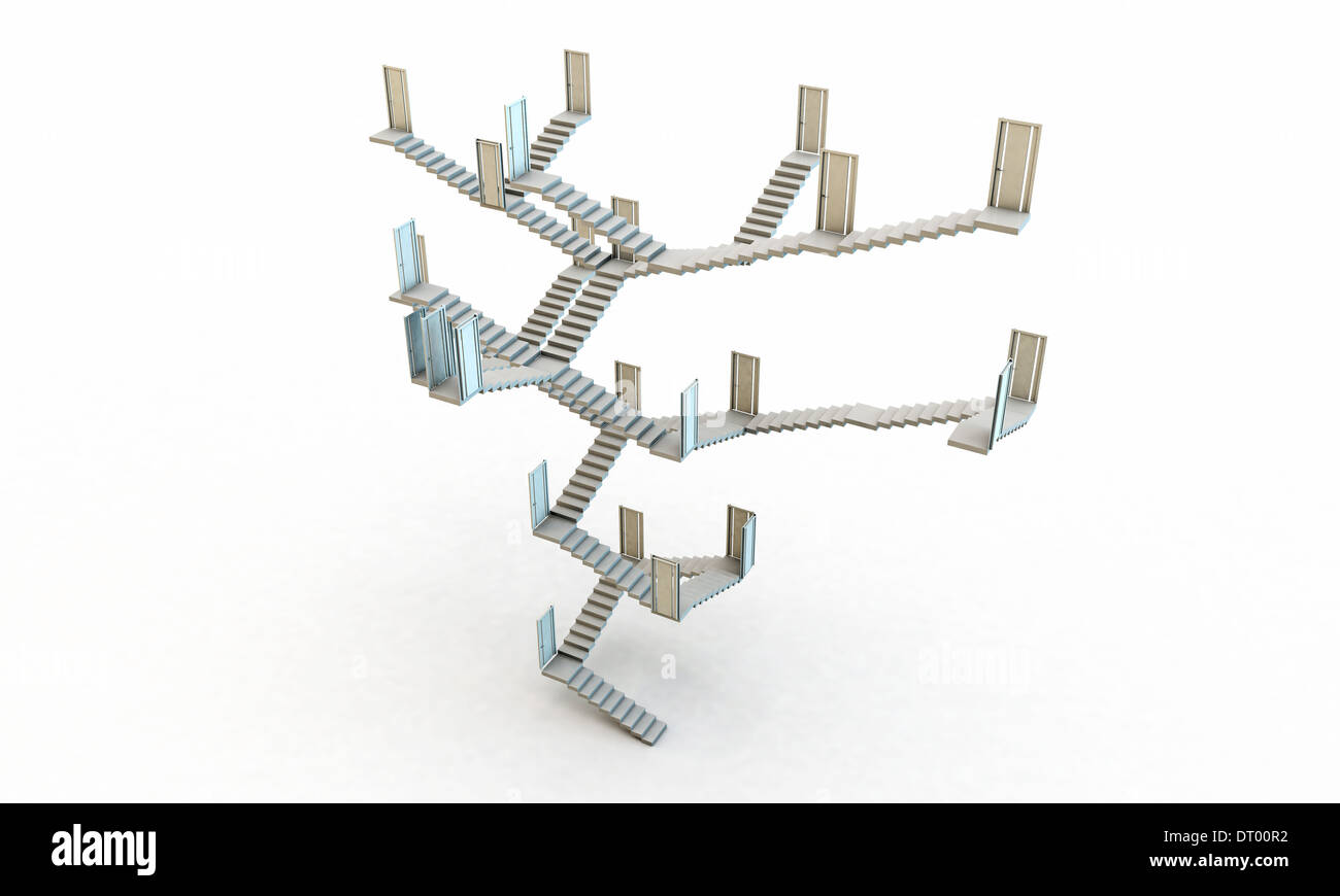 stairs maze isolated on white background Stock Photo - Alamy