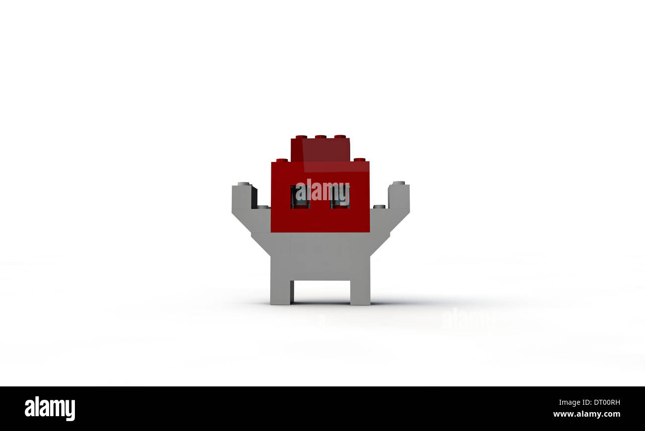 little ghost toy made with plastic bricks isolated on white background ...