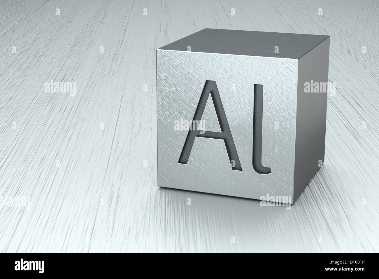 Aluminum cube with Al mark, rendered model at metal plane Stock Photo ...