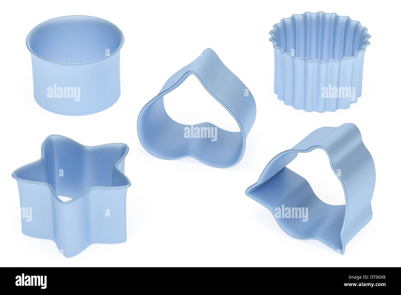 Blue baking form set, various shape, rendered models Stock Photo - Alamy