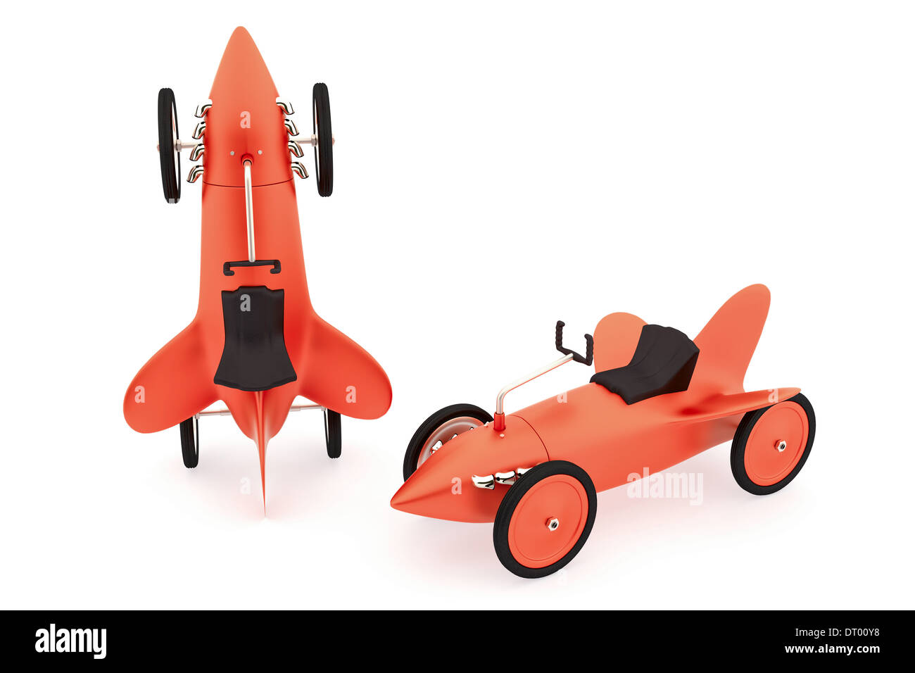 Two red toy rocket car, white space for text Stock Photo - Alamy