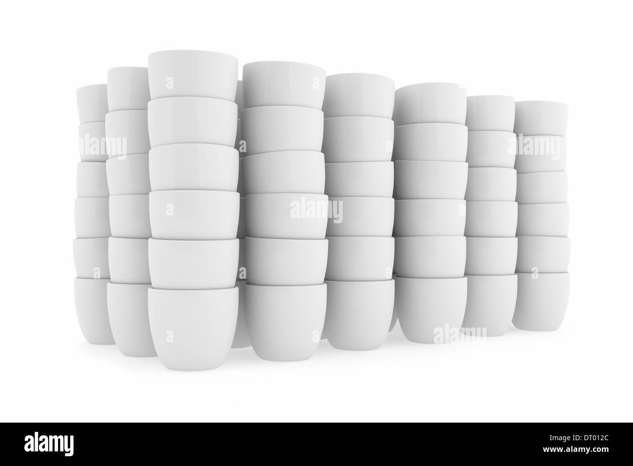 White ceramics flowerpot set, column and row, rendered models Stock ...