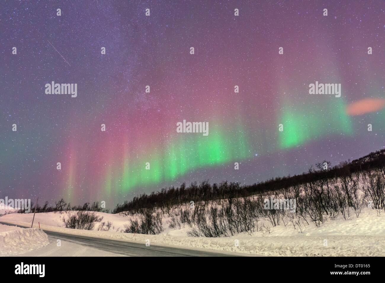 Aurora Rays With Milky Way Stock Photo - Alamy