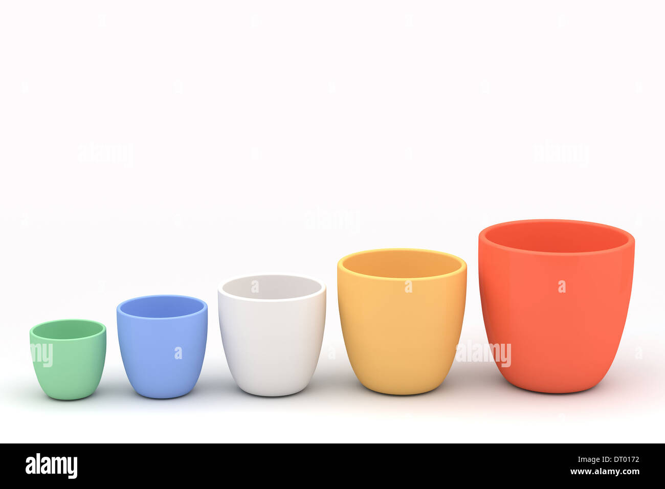 Various color ceramics flowerpot set, rendered models Stock Photo - Alamy