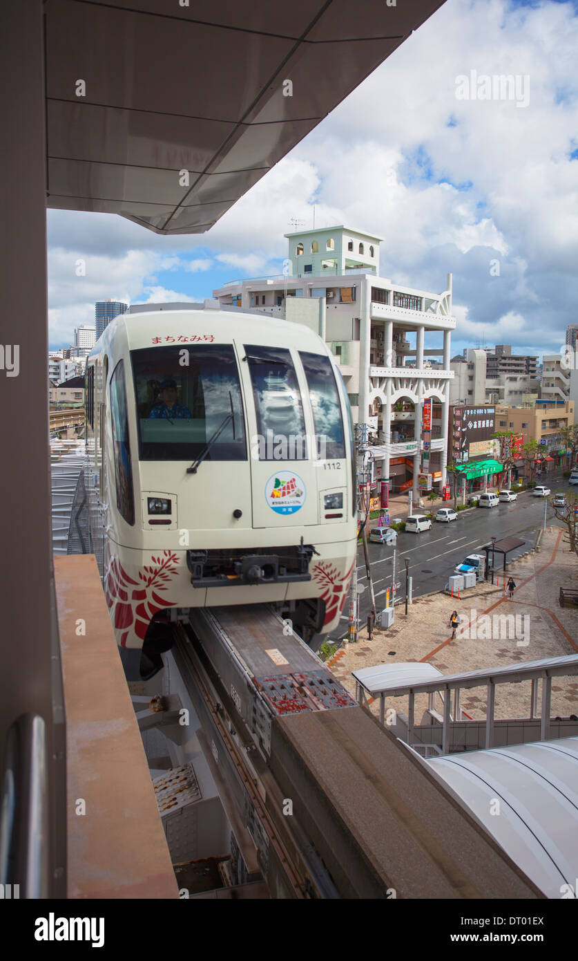 Train approaching Miebashi monorail station, Naha, Okinawa, Japan Stock ...