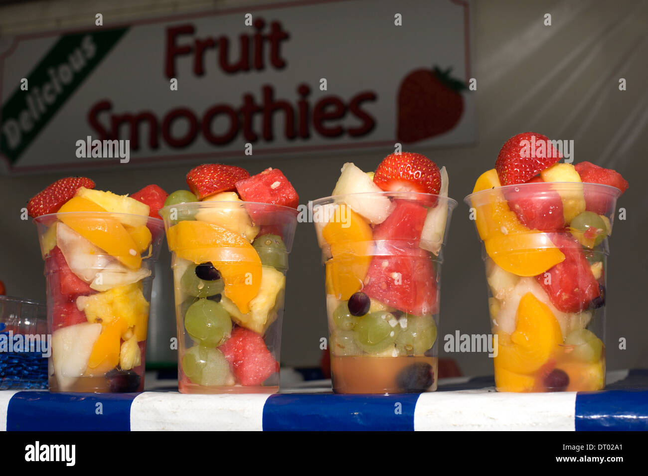 Chopped and sliced fruit makes a colourful display on the Fruit ...