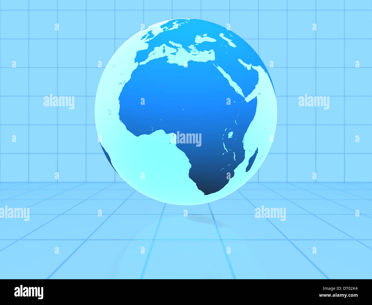 Tiled background scene with blue globe floating in the centre. Elements ...