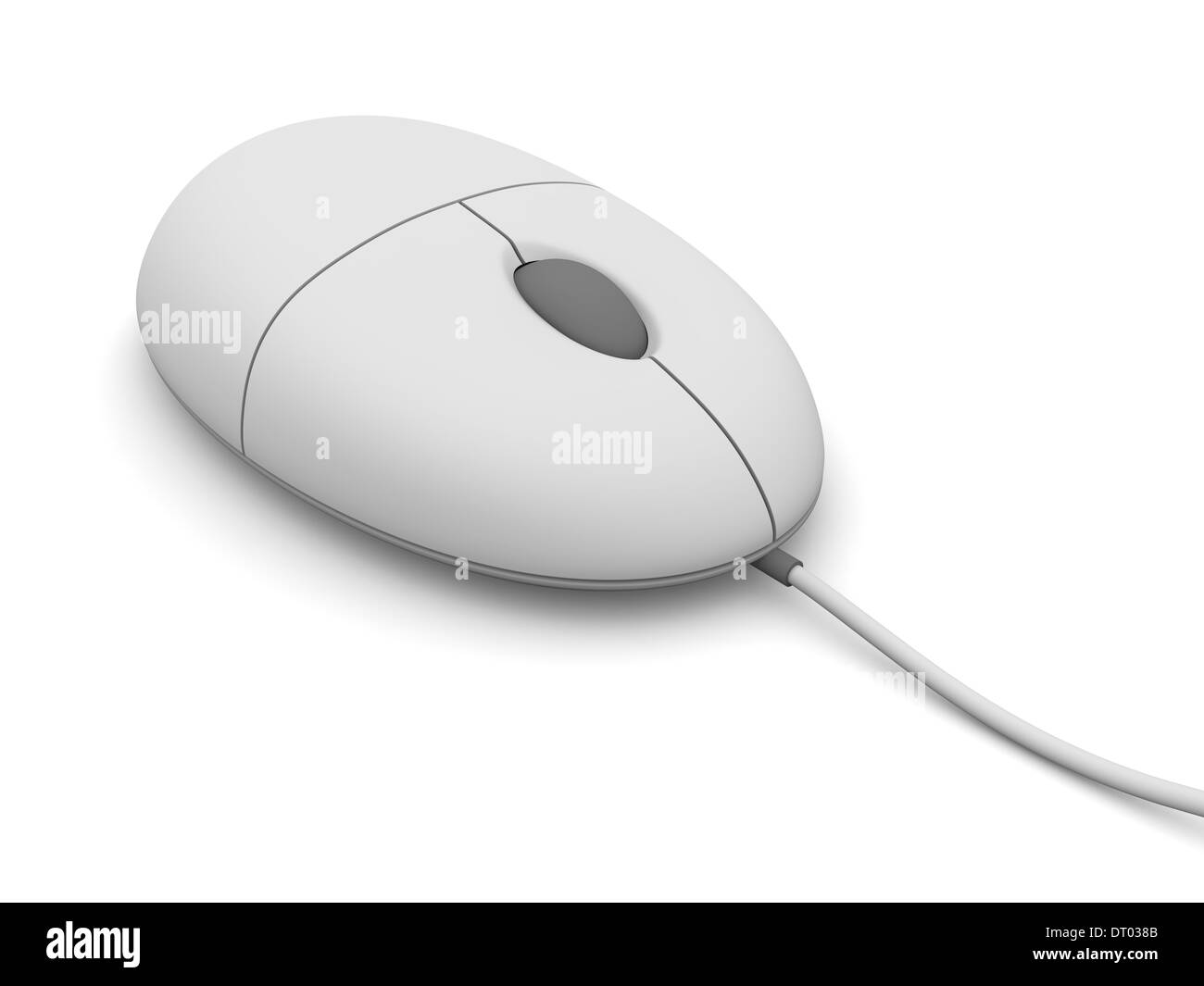 Close-up of simple wired computer mouse isolated on white background ...