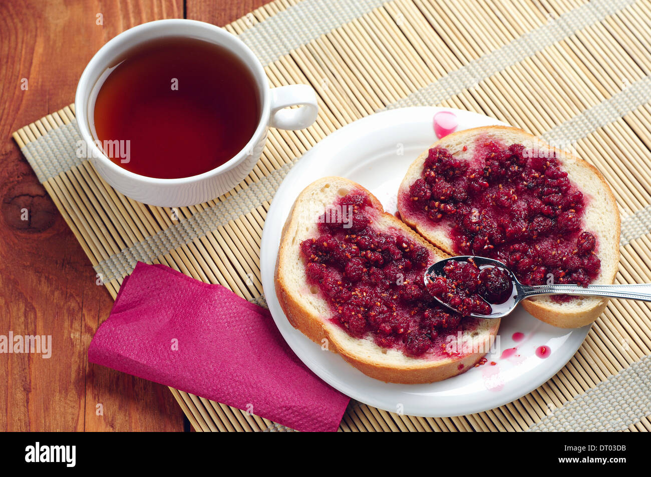 Cup tea toast bread jam hi-res stock photography and images - Alamy