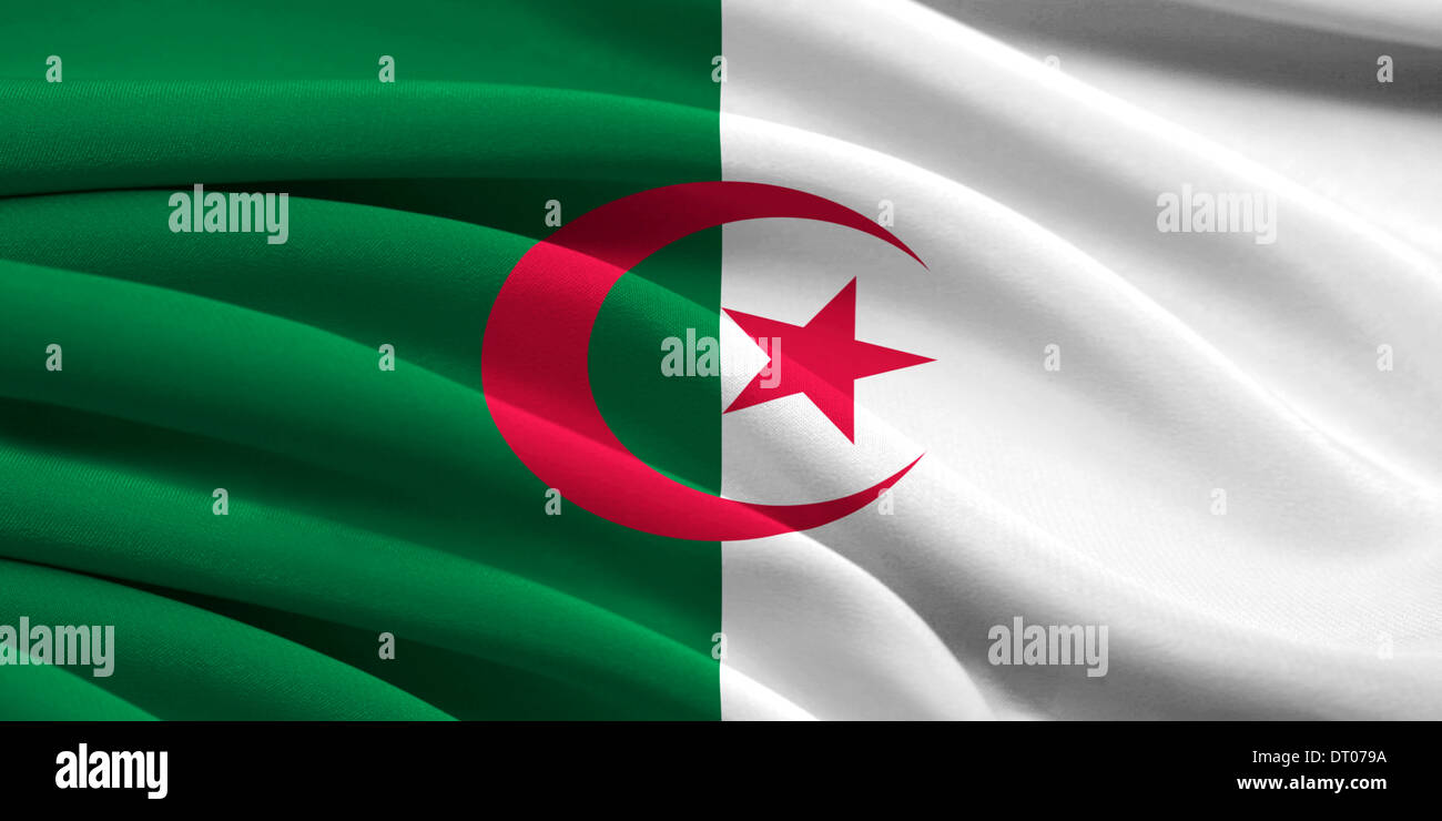 Flag of Algeria waving in the wind Stock Photo - Alamy