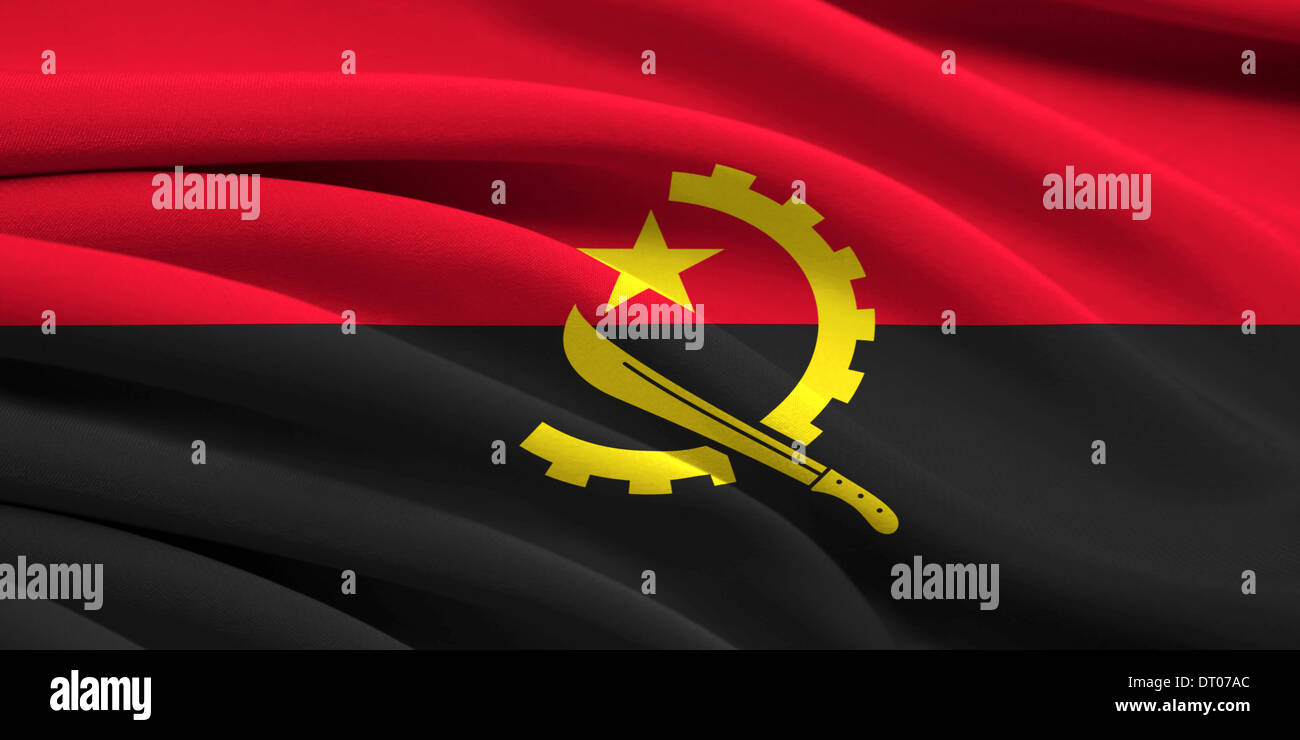 Flag of Angola waving in the wind Stock Photo - Alamy