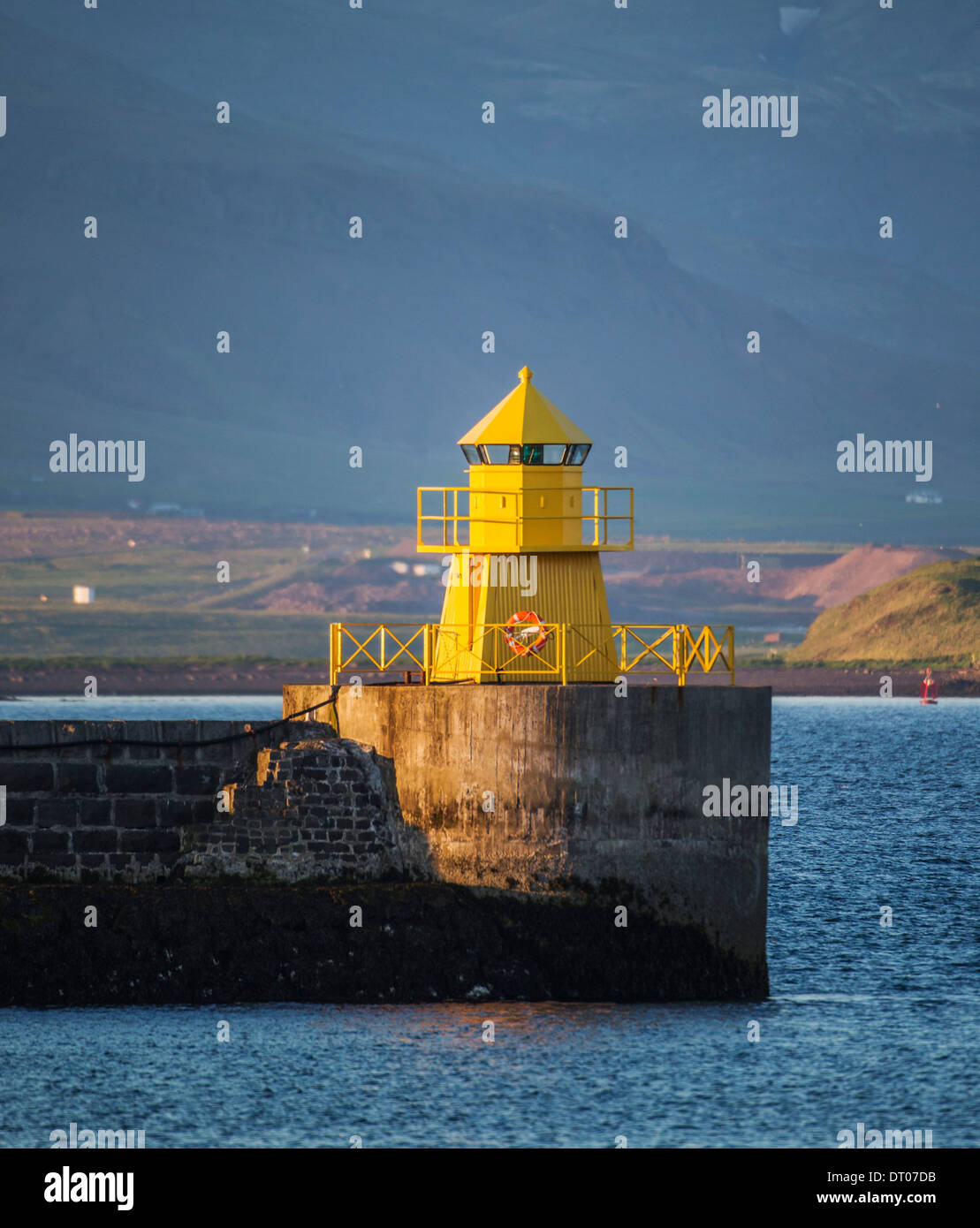 Small Lighthouse in Reykjavik Harbor, Iceland Stock Photo - Alamy