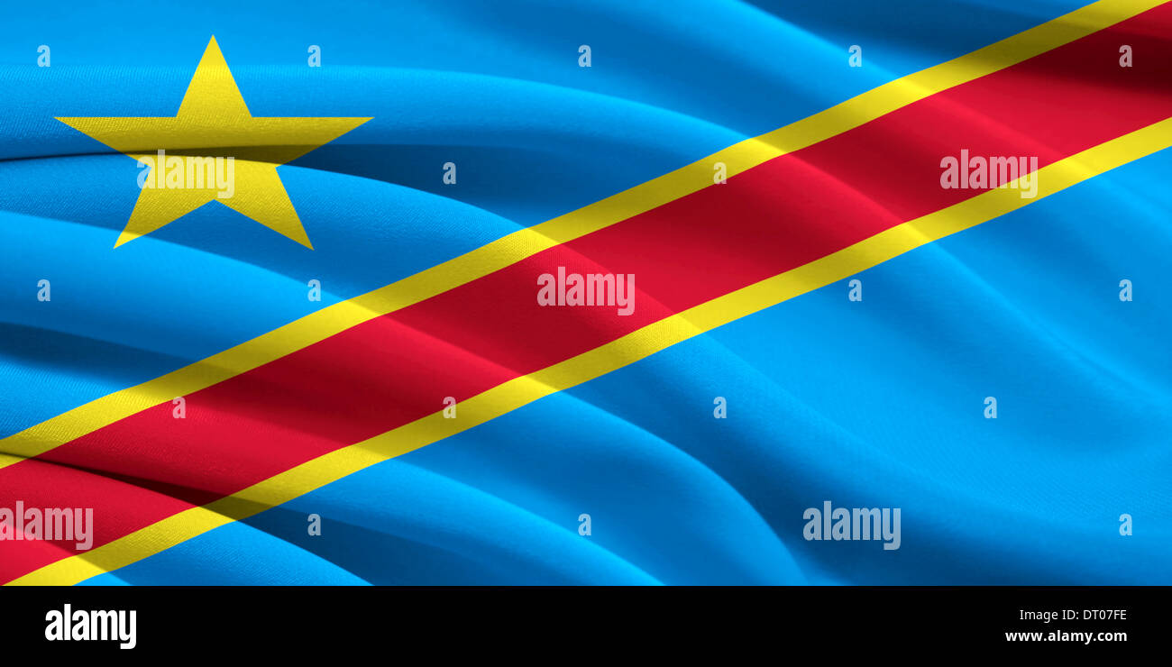 Flag of Democratic Republic of the Congo waving in the wind Stock Photo ...
