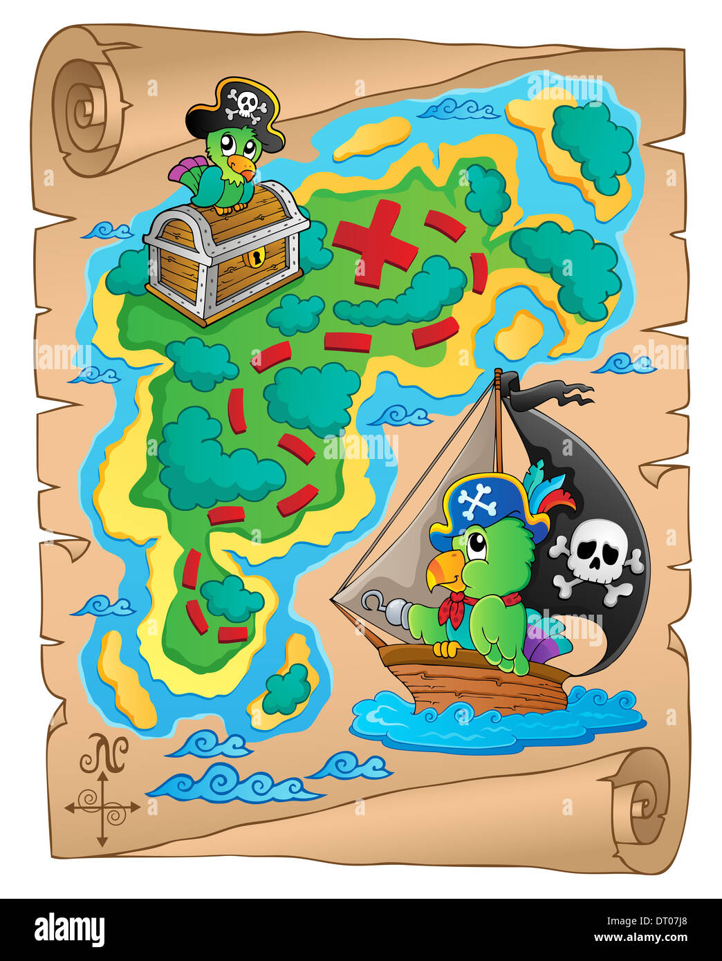 Treasure map theme image 8 - picture illustration Stock Photo - Alamy