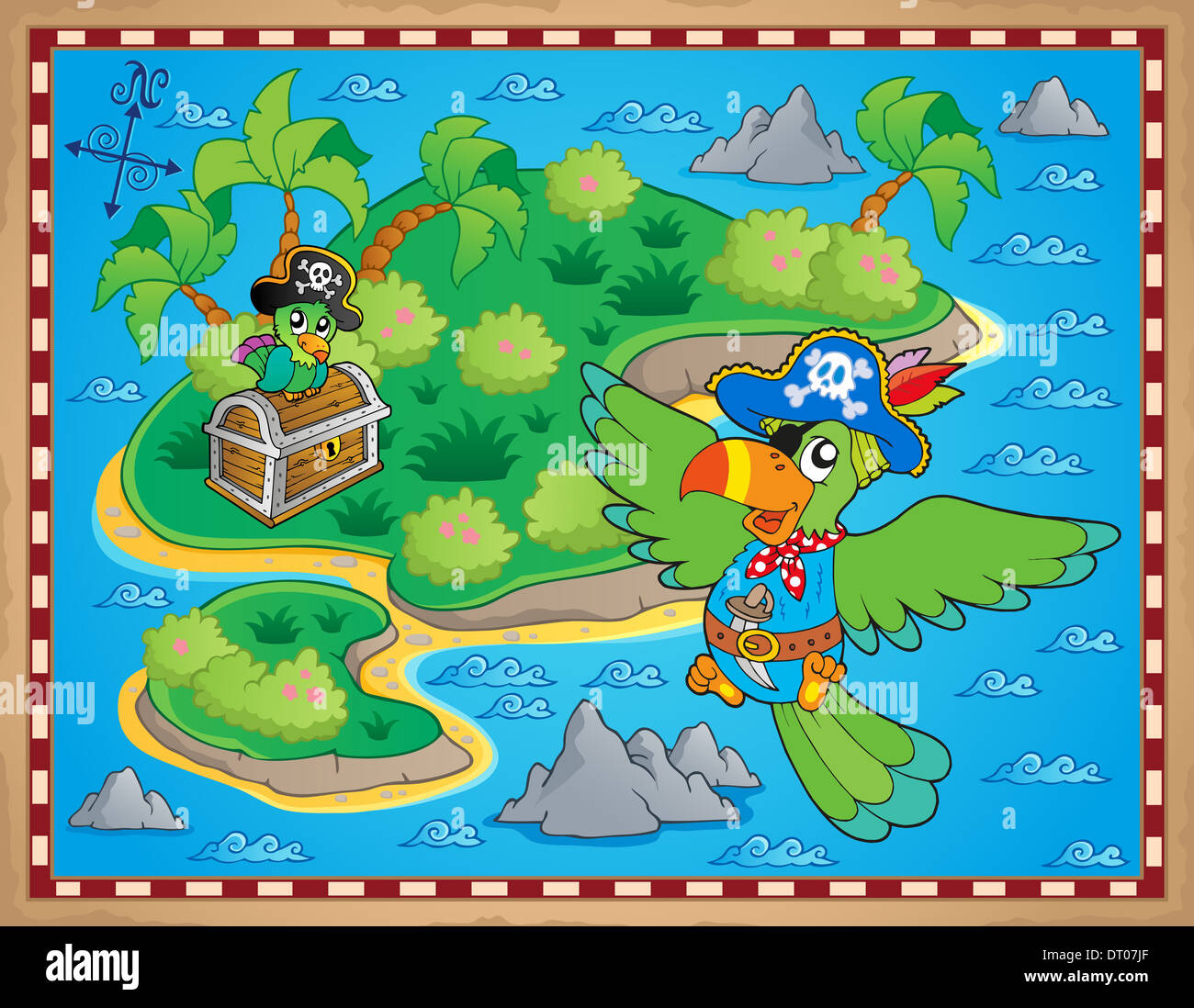 Treasure map theme image 9 - picture illustration Stock Photo - Alamy