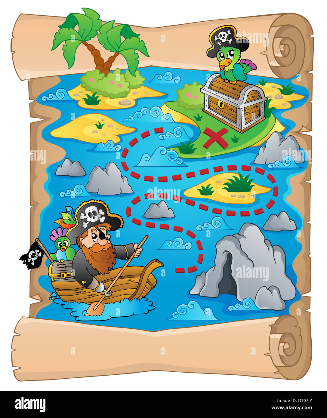 Treasure map topic image 2 - picture illustration Stock Photo - Alamy