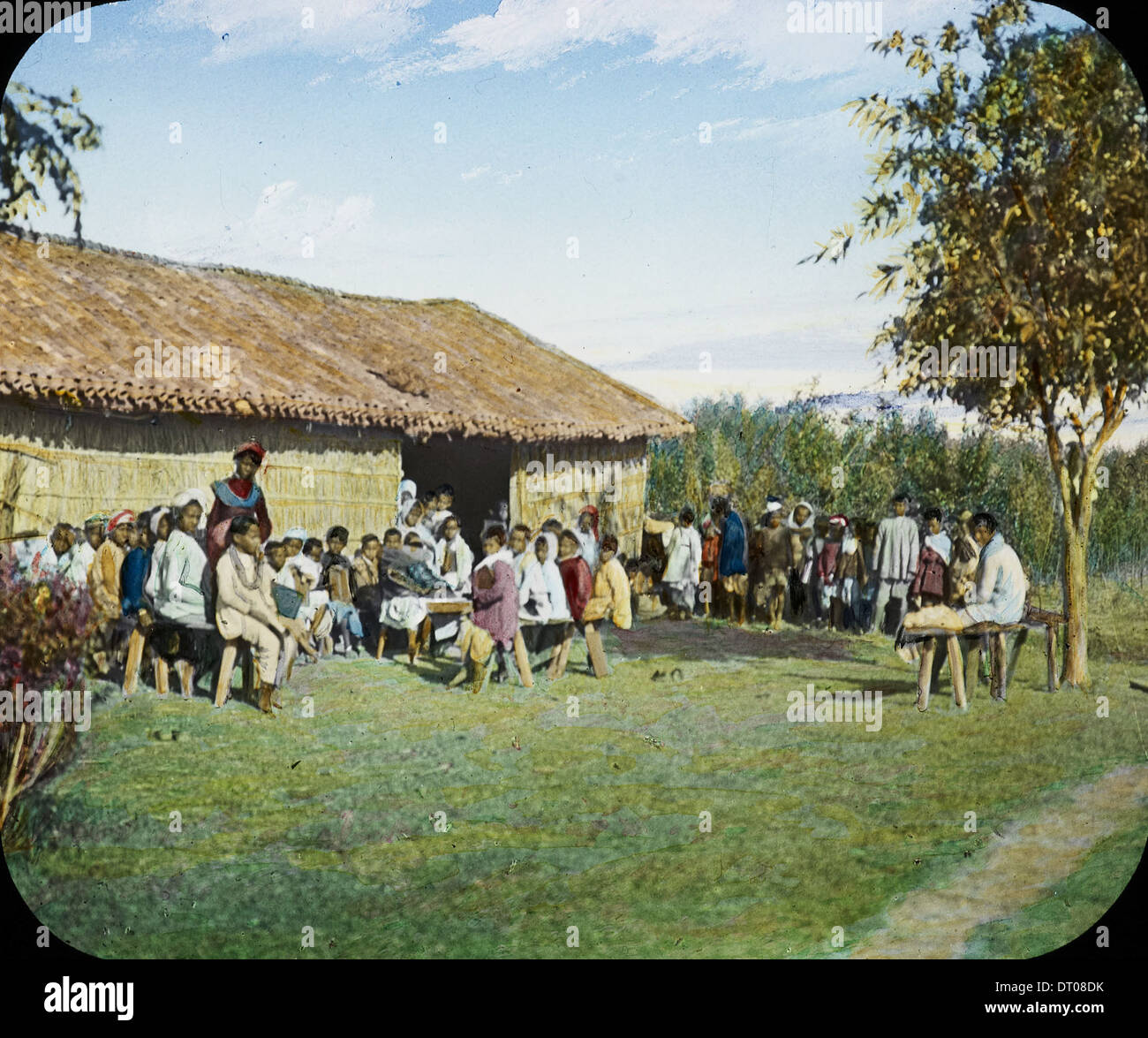 A photograph of a boy's school in Chanpatia, India, taken in 1914. The ...