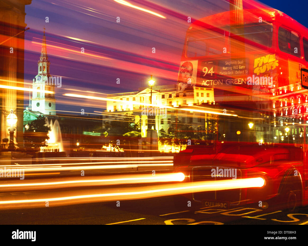 Routemaster Bus at Night London UK Stock Photo - Alamy