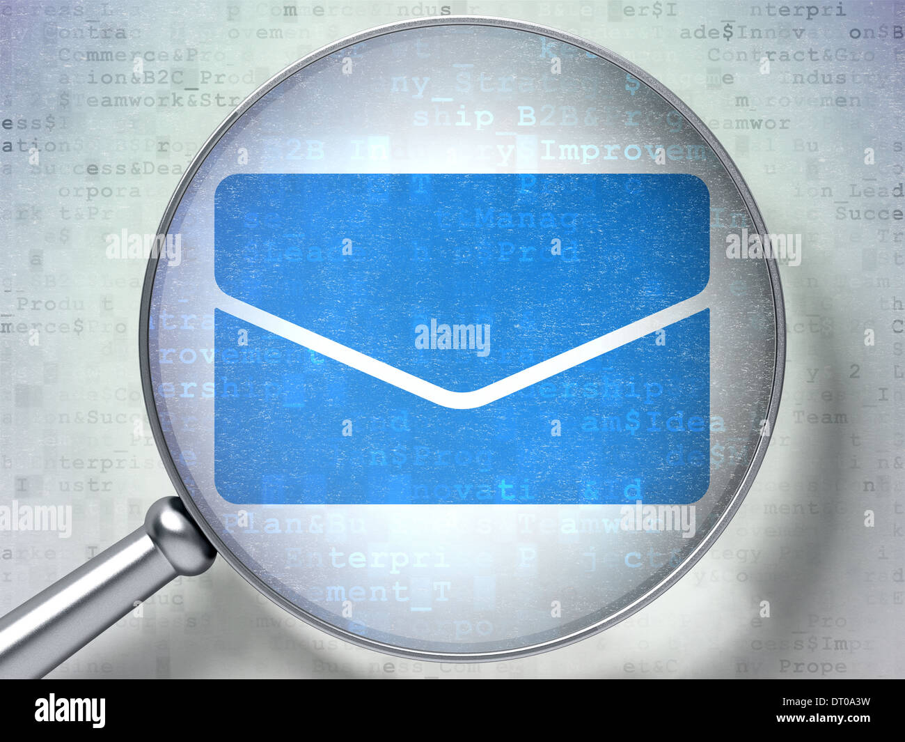 Business concept: Email with optical glass on digital background Stock ...