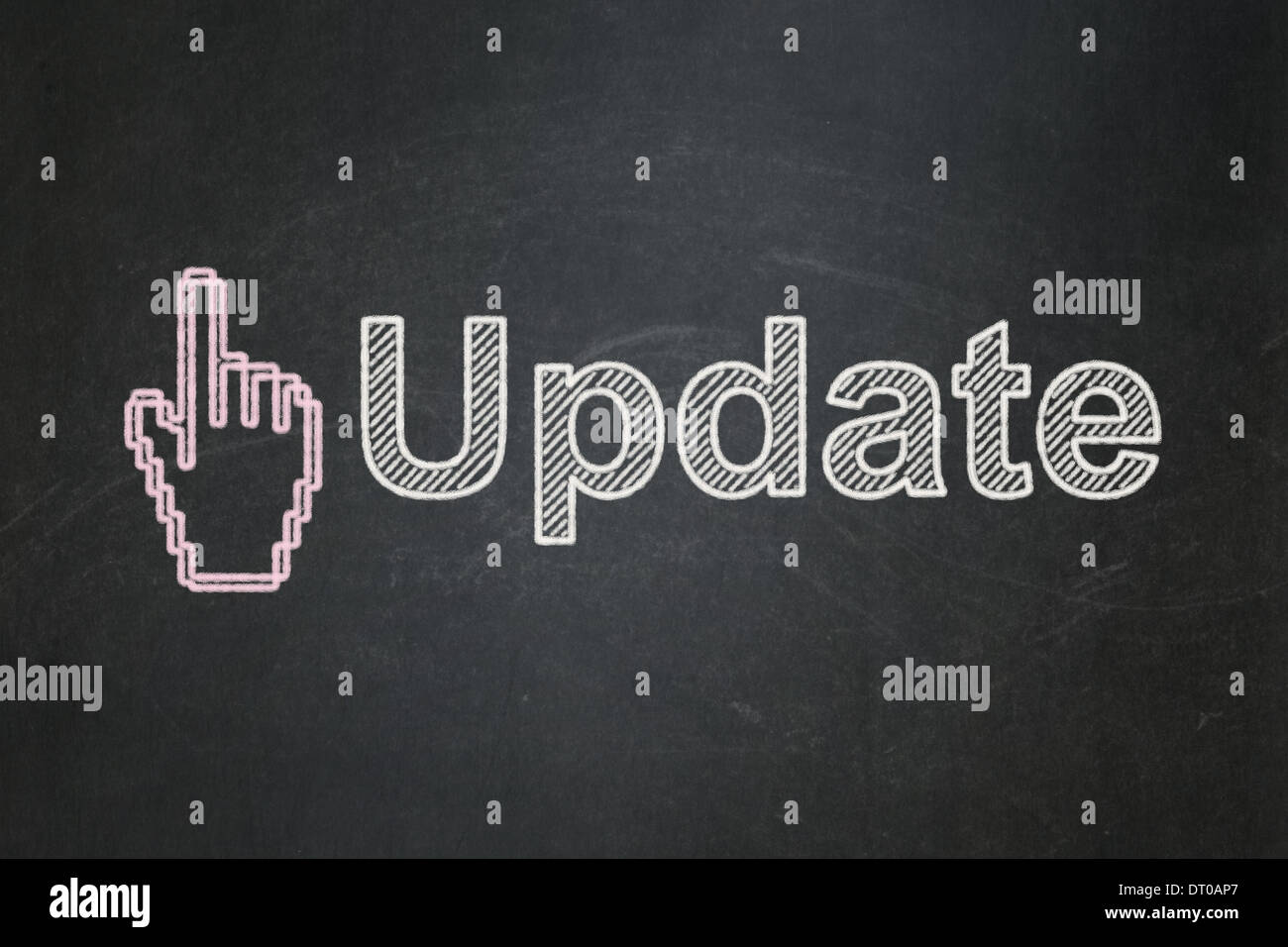 Web development concept: Mouse Cursor and Update on chalkboard background Stock Photo - Alamy