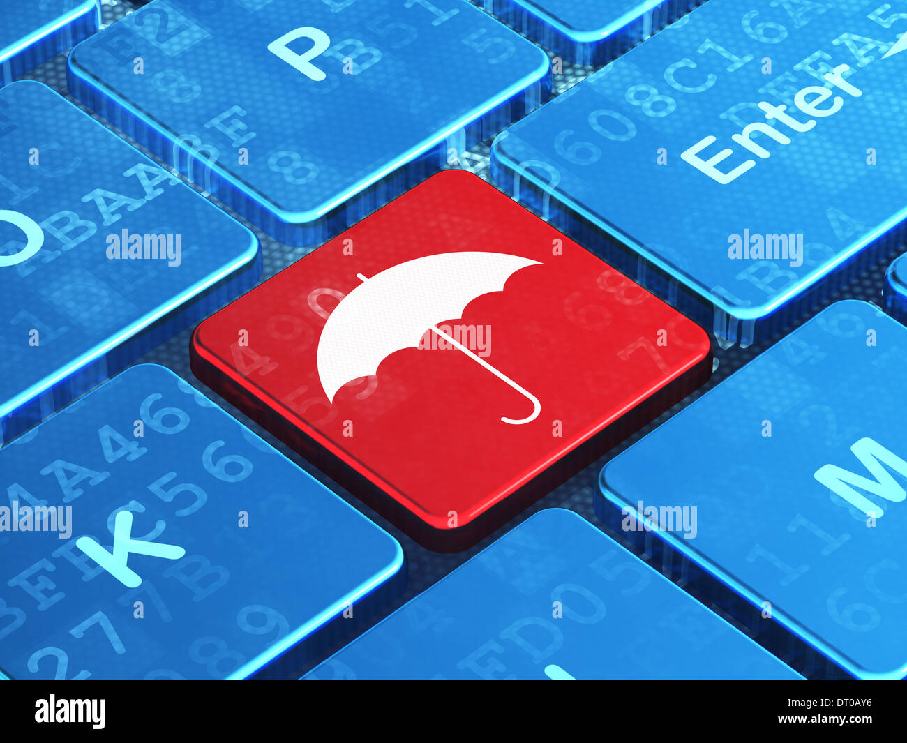 Protection concept: Umbrella on computer keyboard background Stock ...