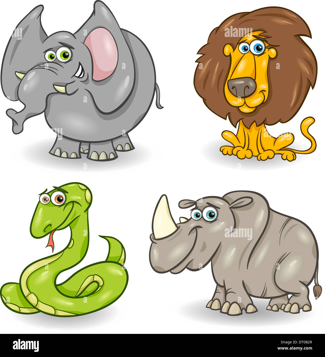 Cartoon Illustration of Cute Wild Animals Set Stock Photo - Alamy