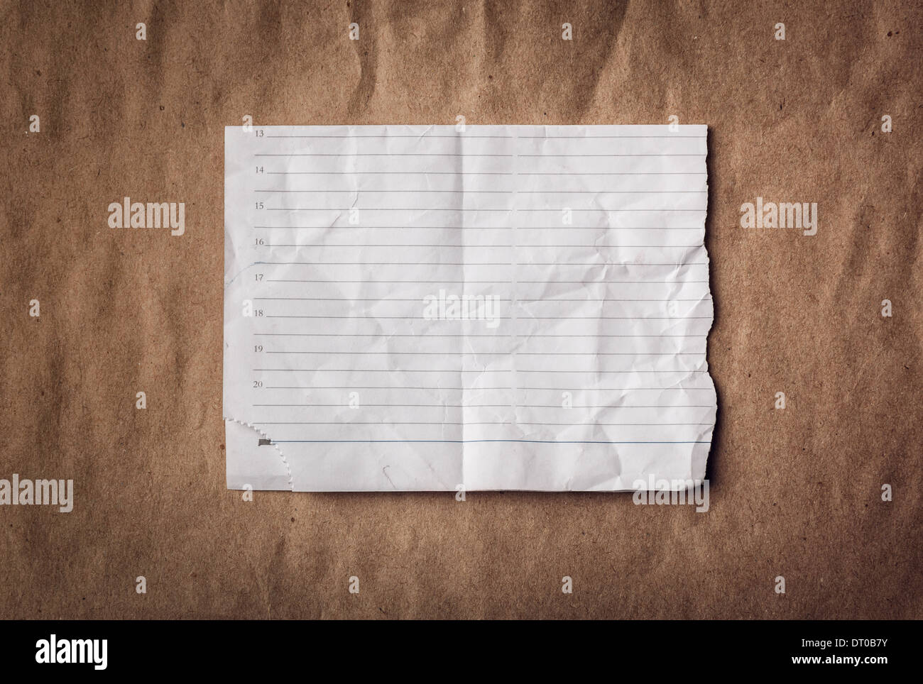 Sheet of notebook on the old vintage paper Stock Photo - Alamy