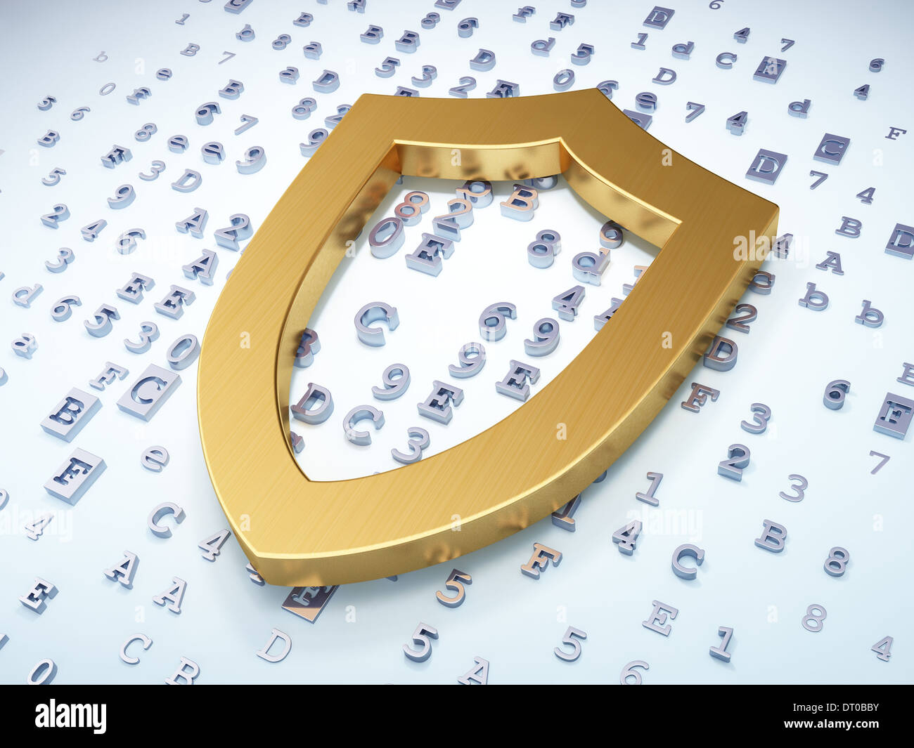 Privacy concept: Golden Contoured Shield on digital background Stock ...
