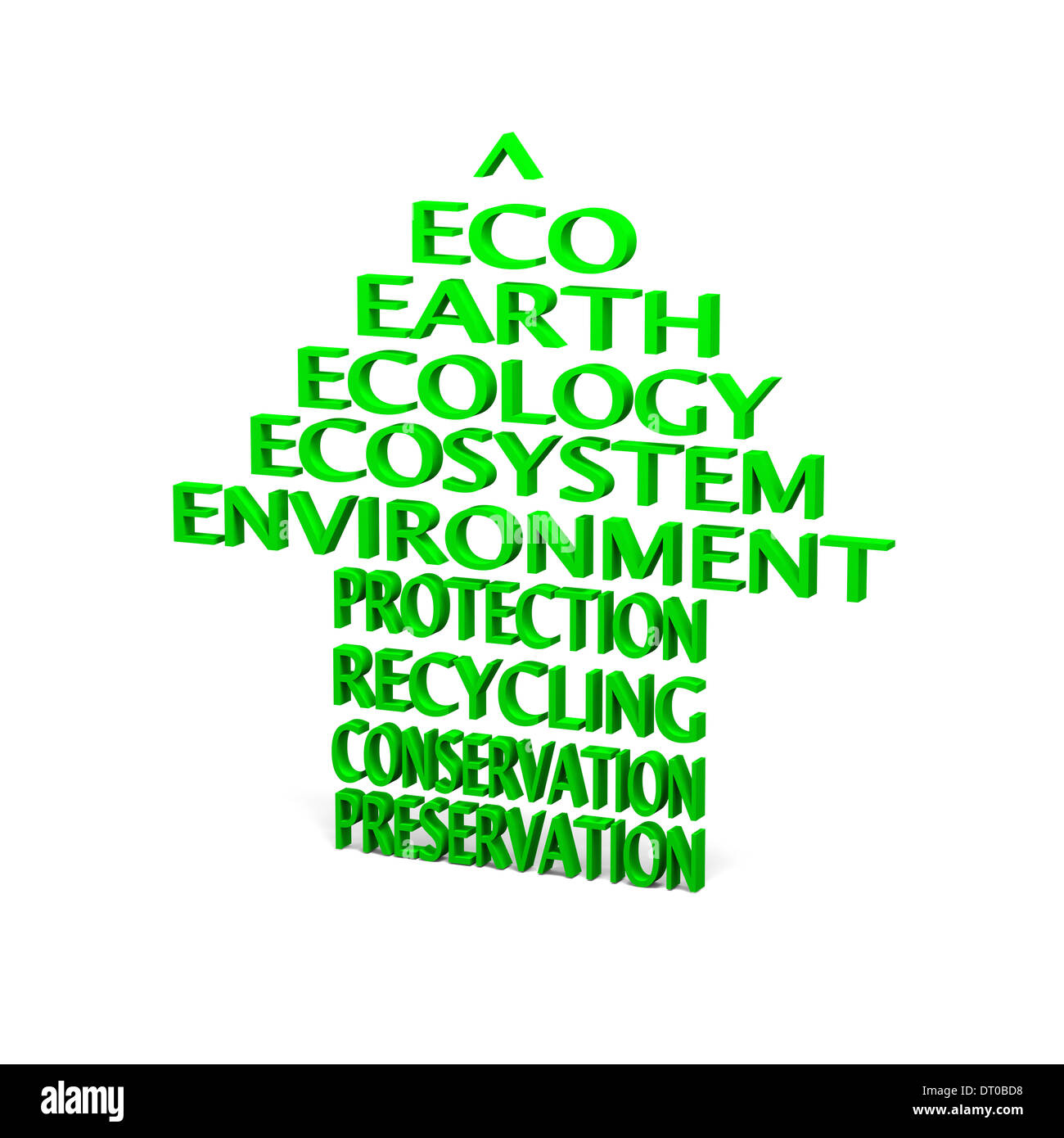 Green arrow made of ecology related words isolated on white background ...