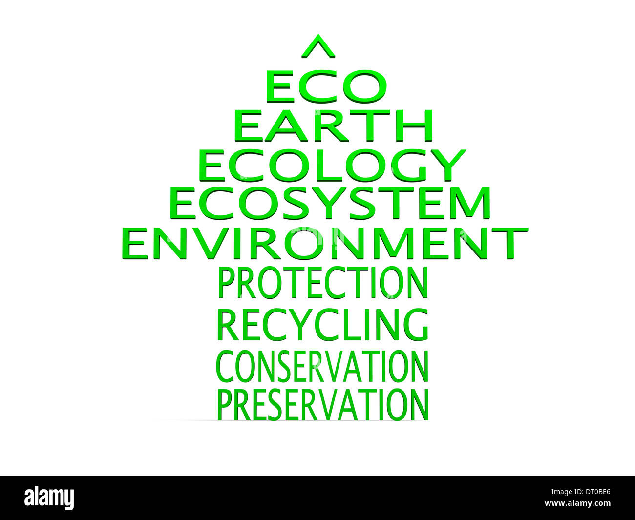 Green arrow made of ecology related words isolated on white background ...