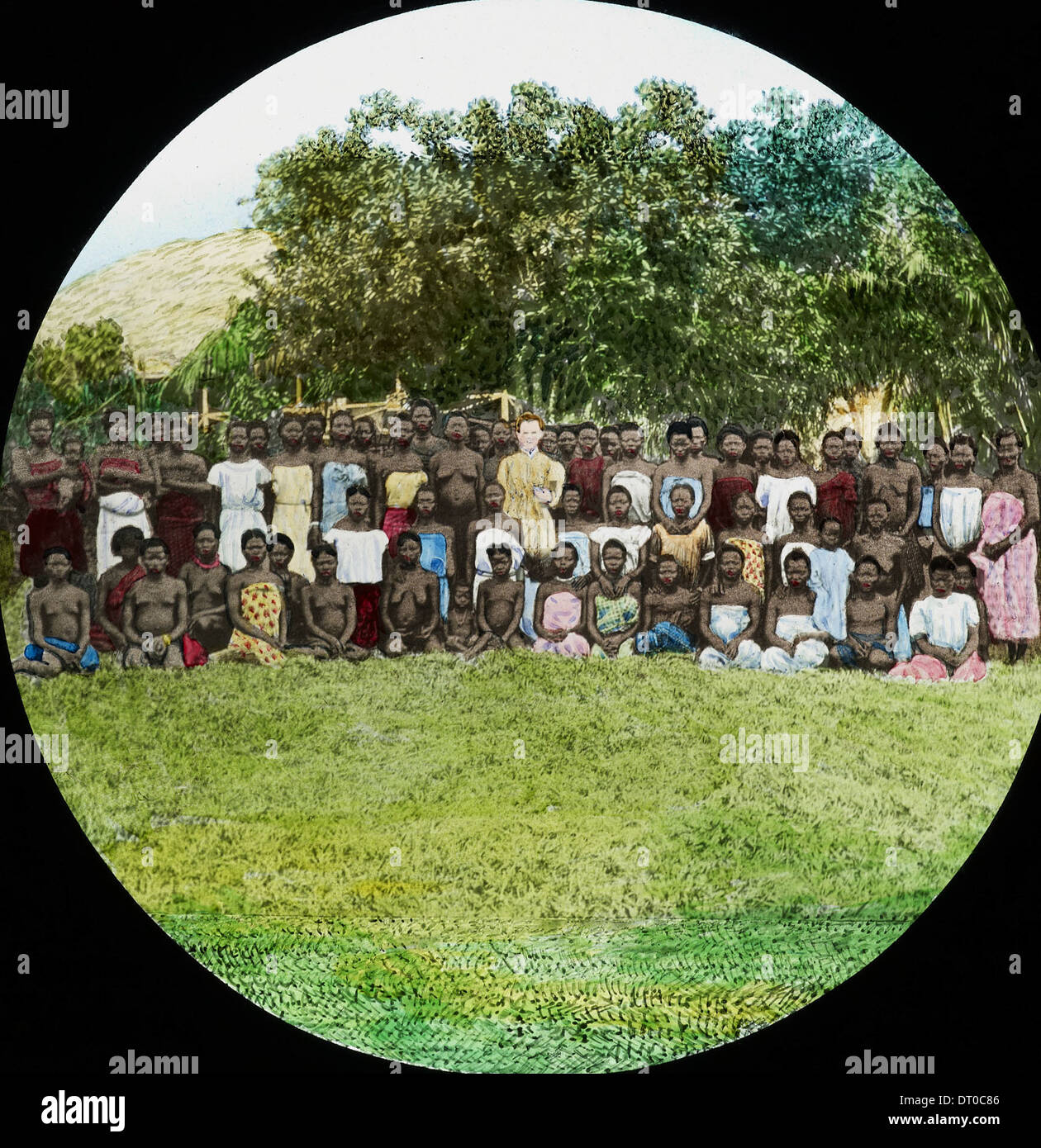 A photograph of Congolese women and a female missionary, taken in the ...