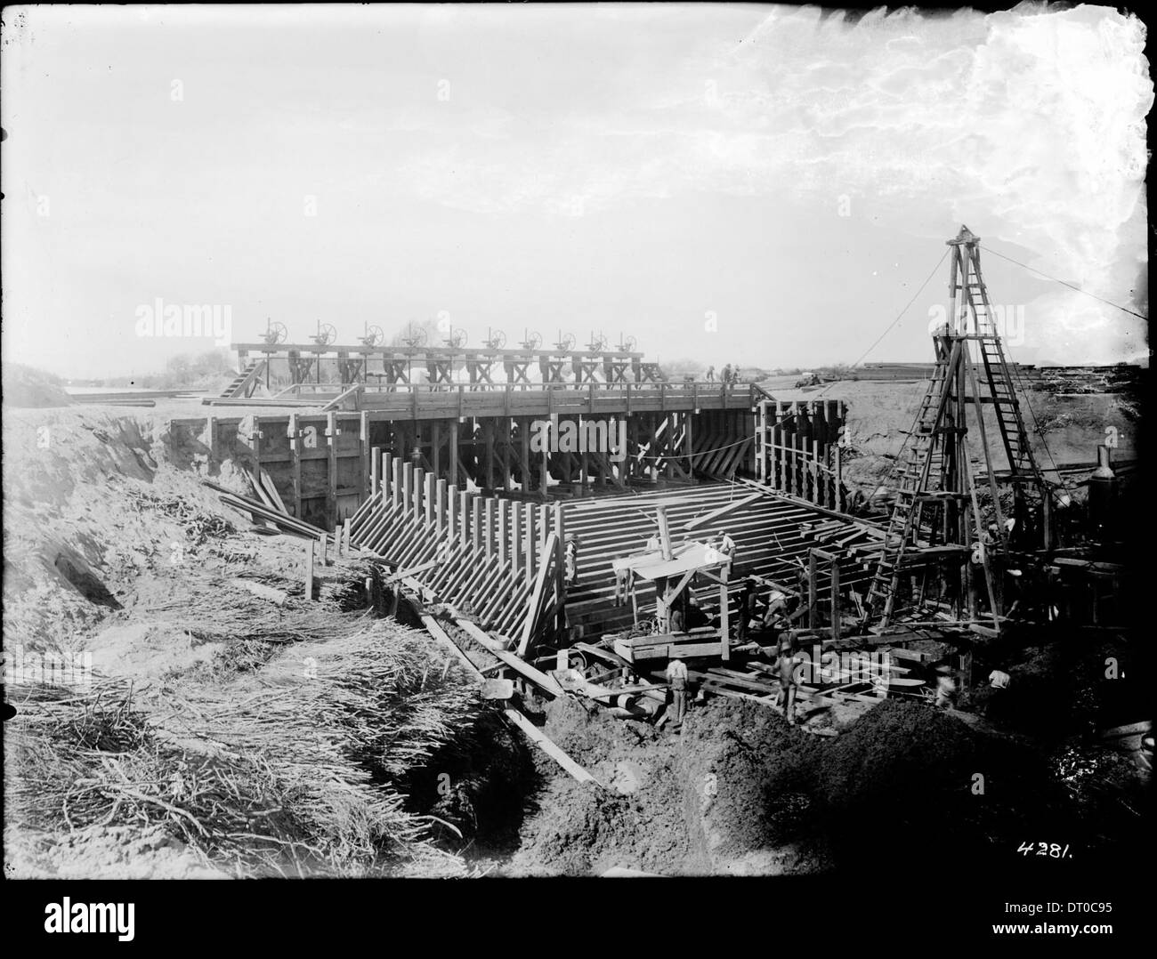 The construction of the Imperial Canal head gate apron on the Colorado ...