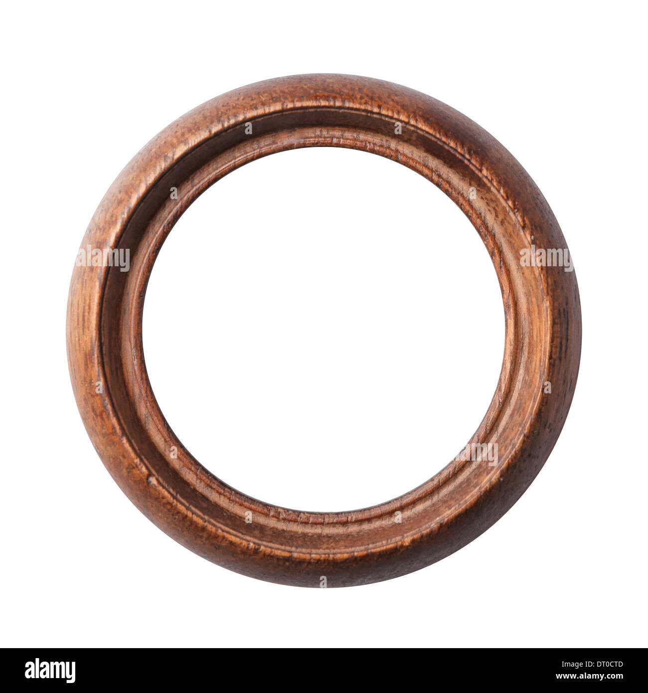 Round wooden frame isolated on white background Stock Photo - Alamy